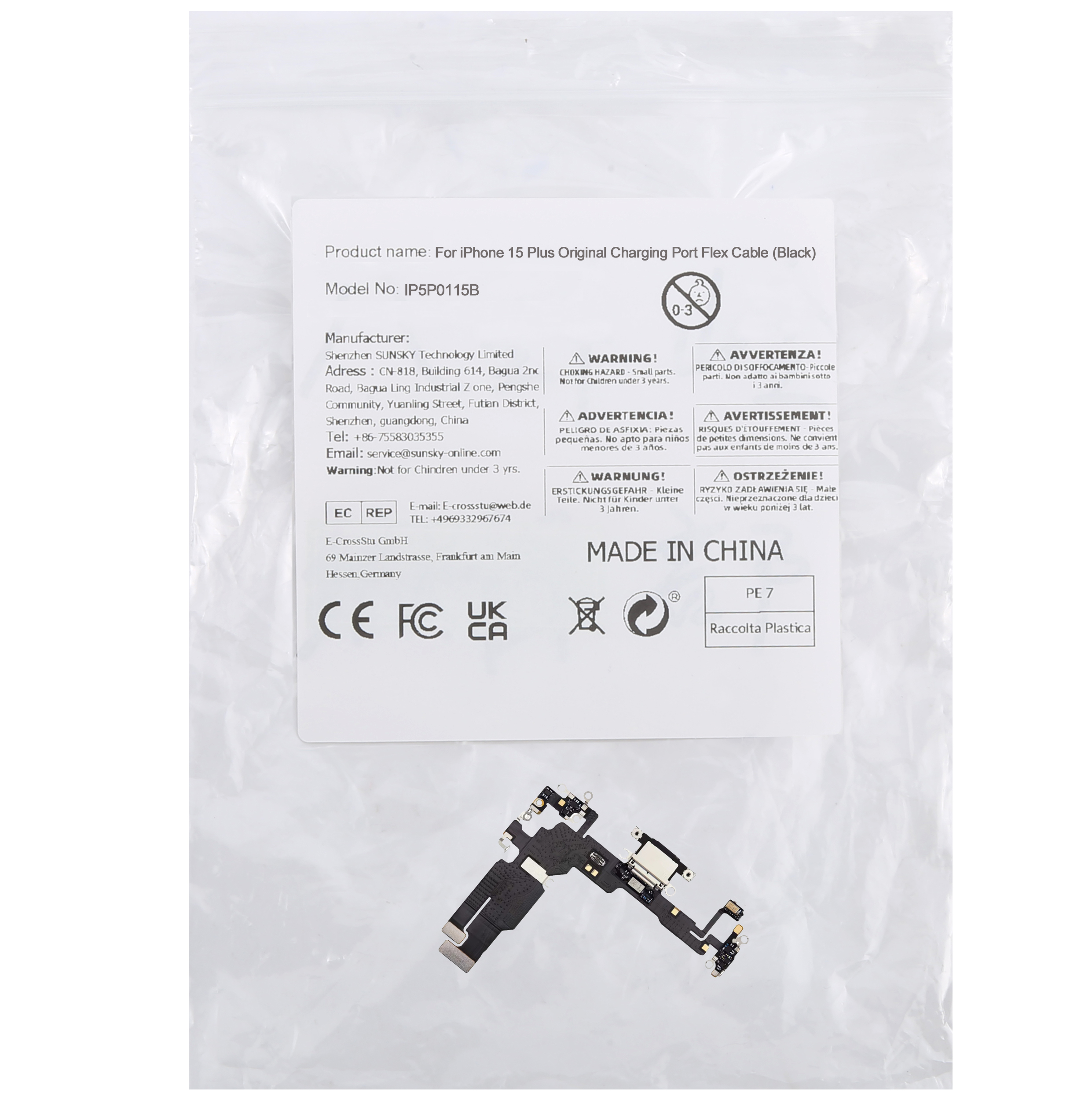 For iPhone 15 Plus Original Charging Port Flex Cable (Black)