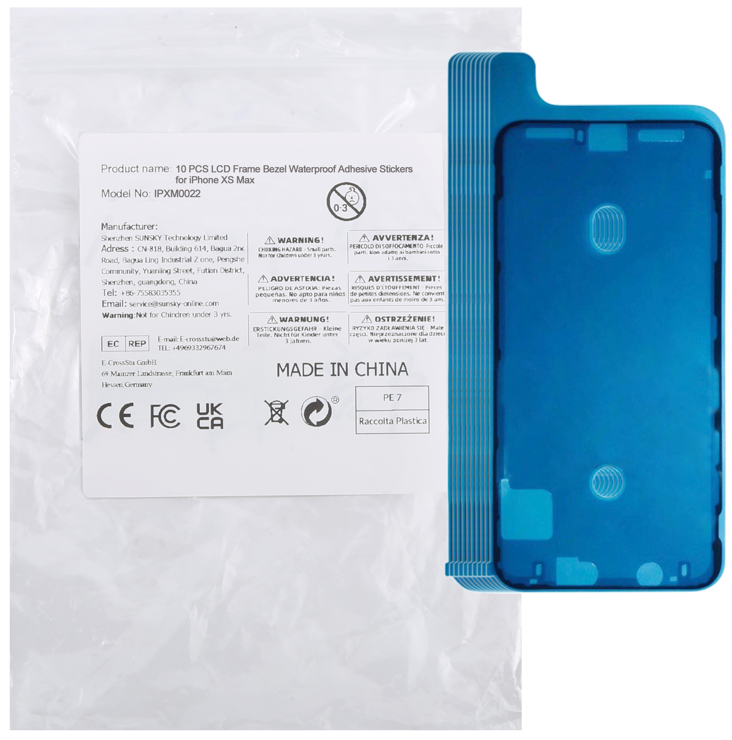 10 PCS LCD Frame Bezel Waterproof Adhesive Stickers for iPhone XS Max